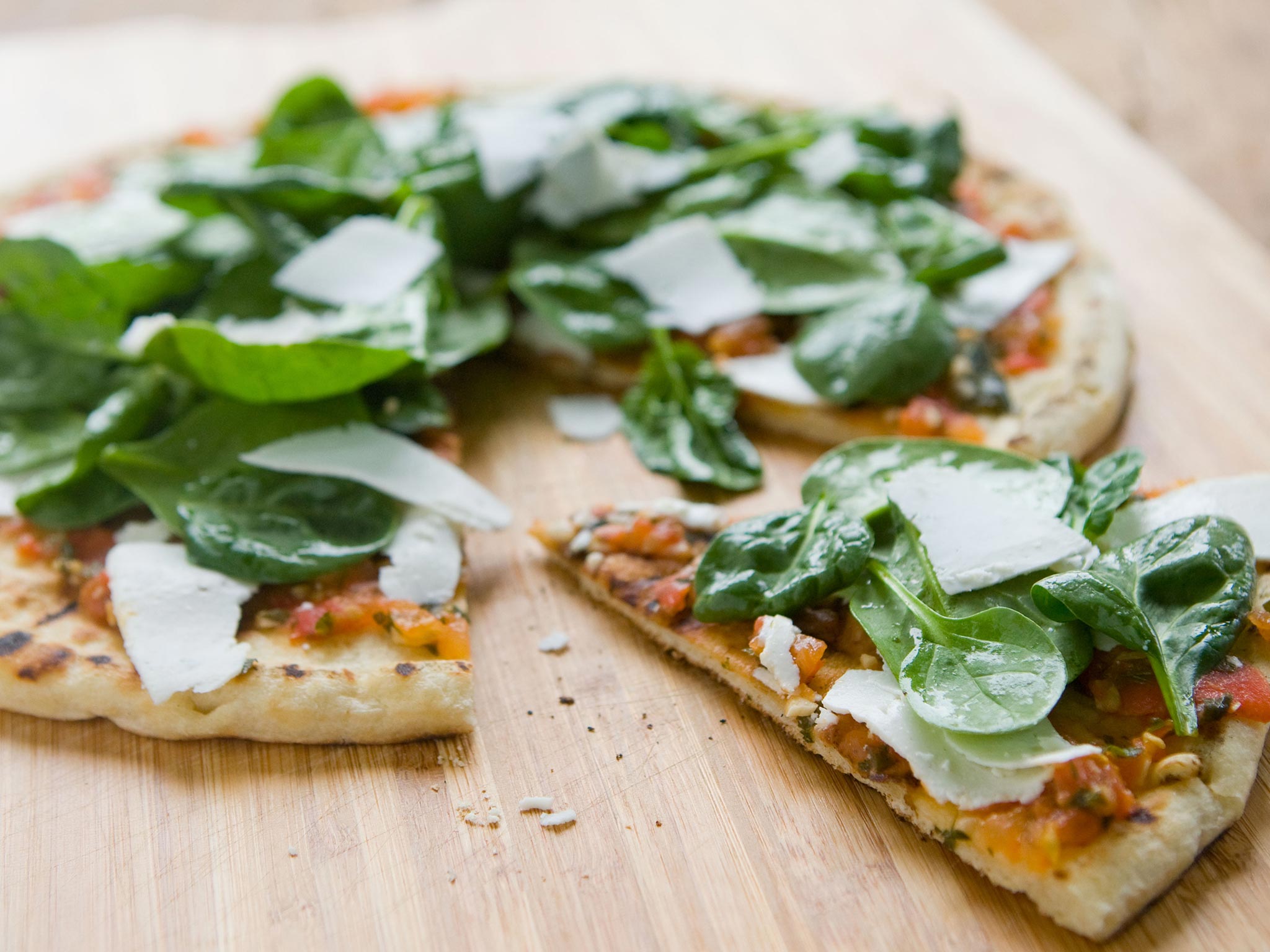 Recipe: Spinach and Ricotta Salata Grilled Pizza | Whole Foods Market