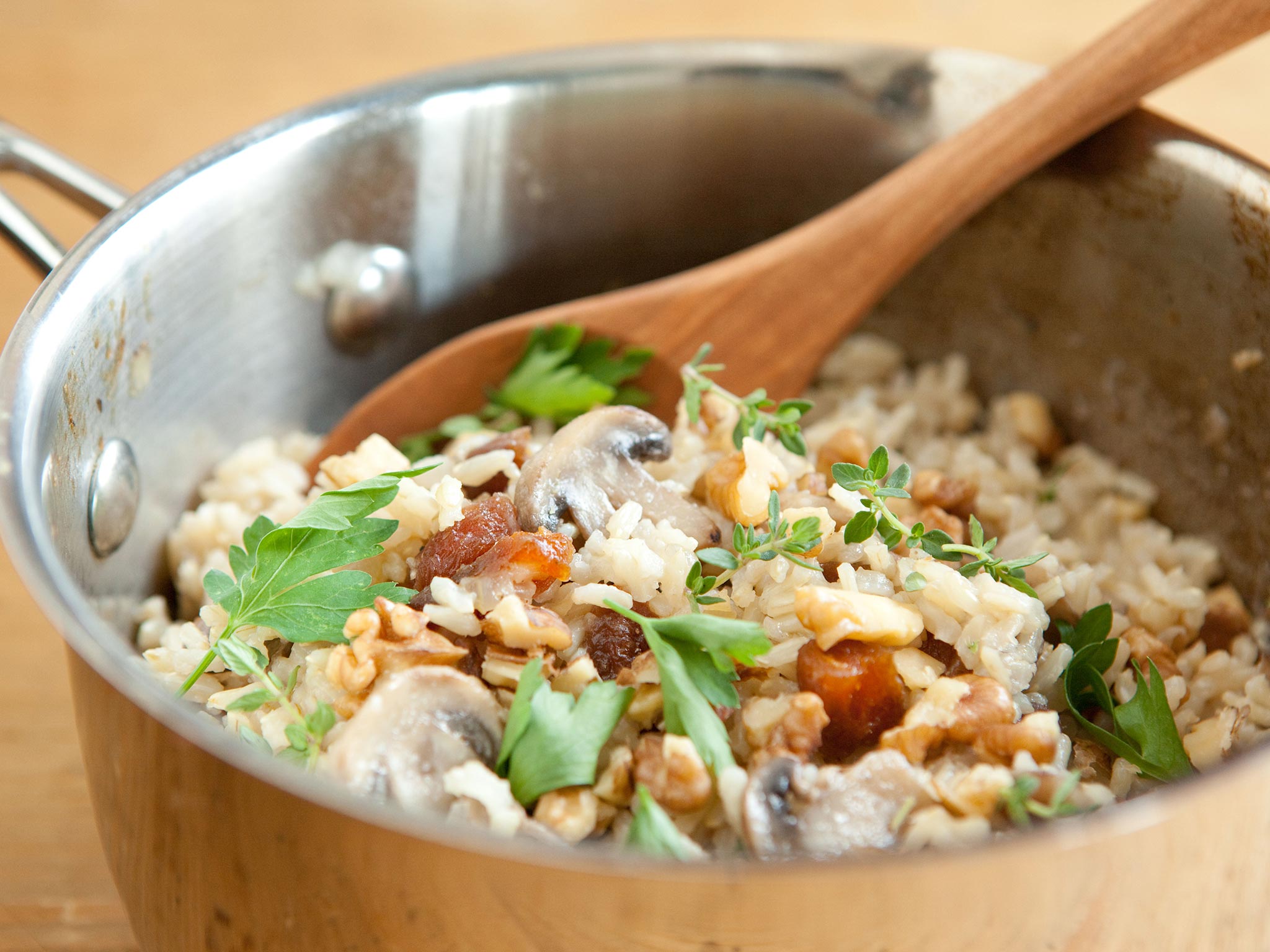 Recipe: Brown Rice Pilaf with Mushrooms and Apricots | Whole Foods Market