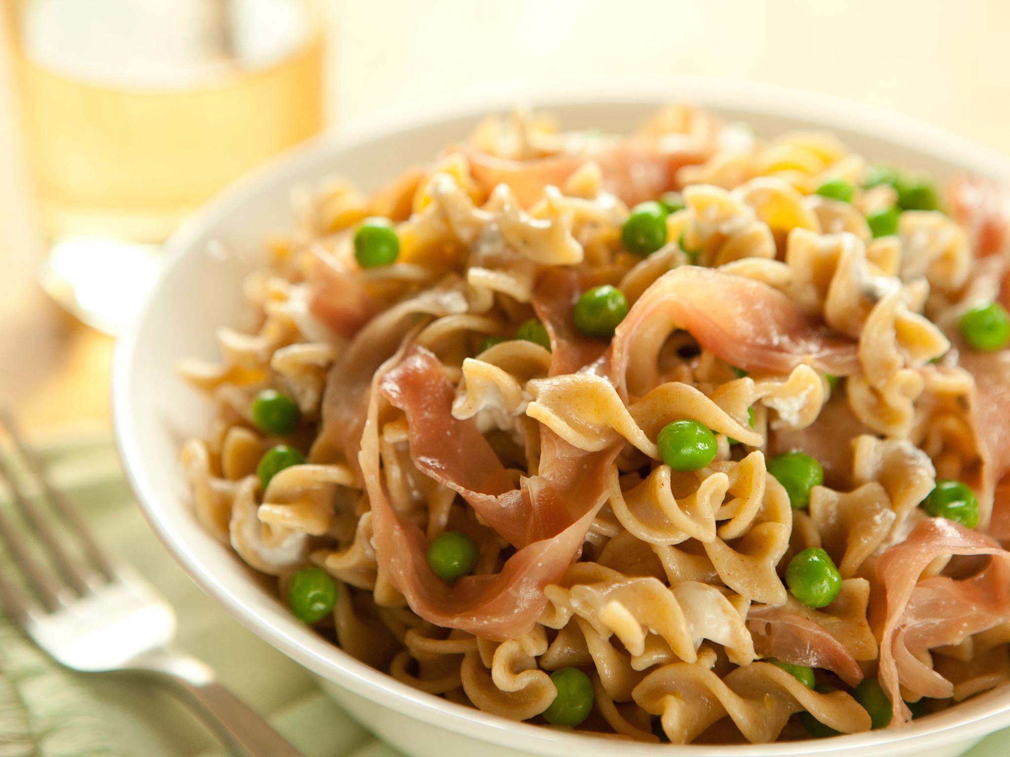 Recipe: Fusilli with Goat Cheese, Peas and Prosciutto | Whole Foods Market