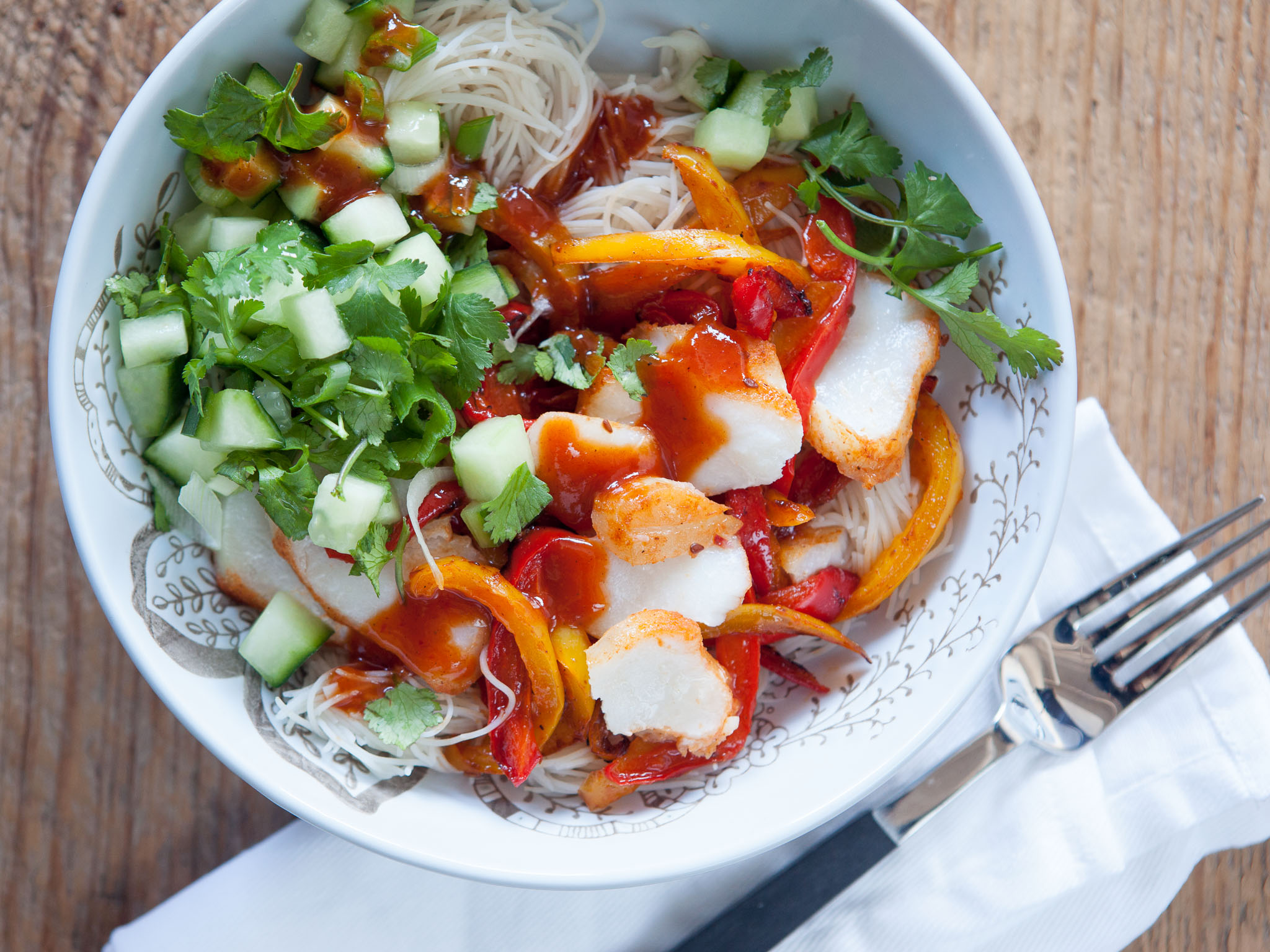 Recipe: Korean-Style Fish and Peppers with Rice Noodles | Whole Foods ...